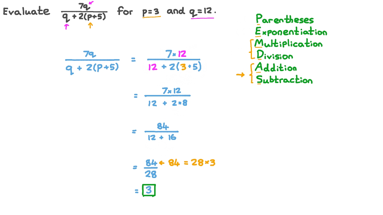 Question Video: Evaluating Algebraic Fractions by Substitution | Nagwa
