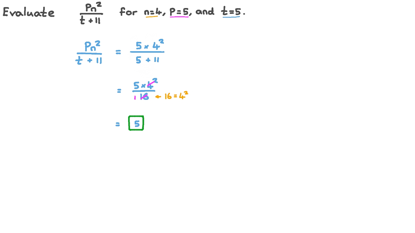 Question Video: Evaluating Algebraic Expressions by Substitution | Nagwa