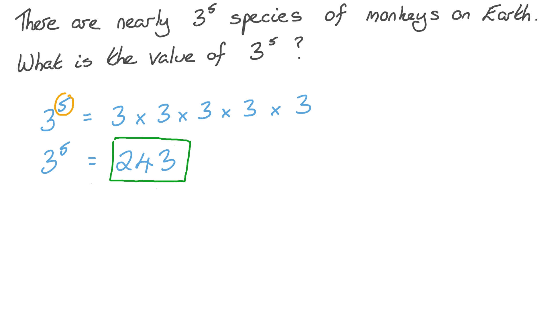 Question Video Evaluating Whole Number Exponents Nagwa