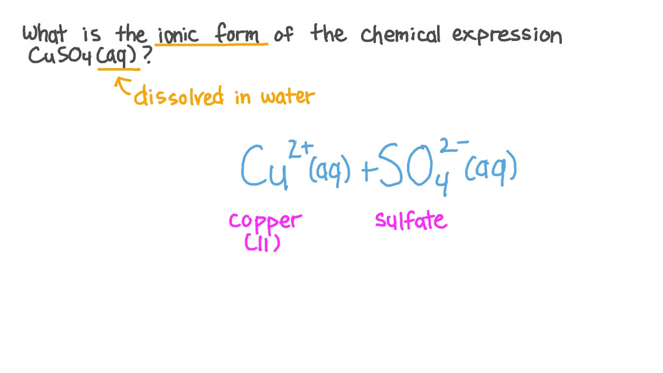 Question Video: Converting Simple Chemicals from Chemical Form to Ionic ...