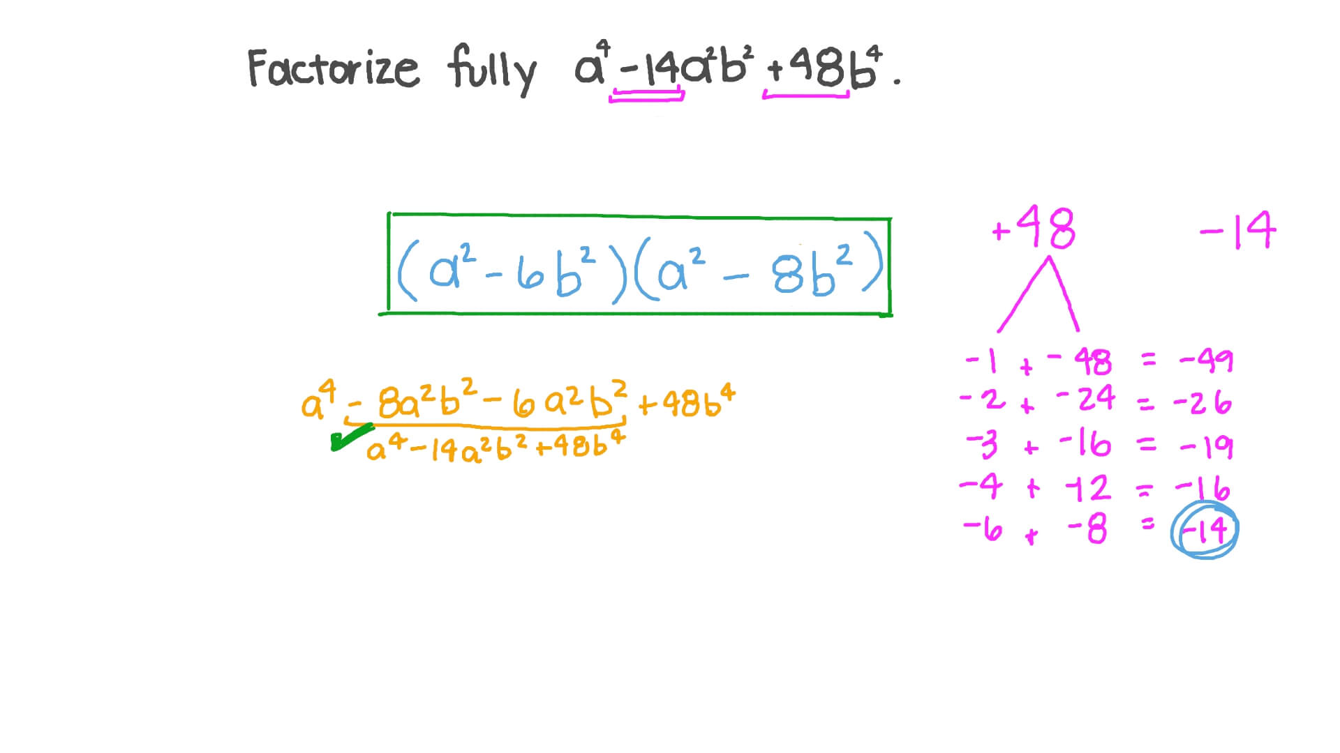 Question Video: Factorizing Algebraic Expressions | Nagwa