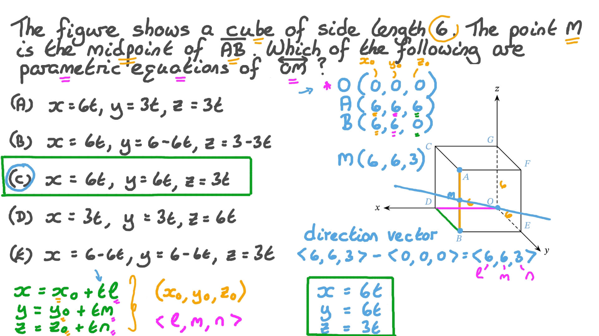 Question Video Finding The Parametric Equation Of A Line Passing