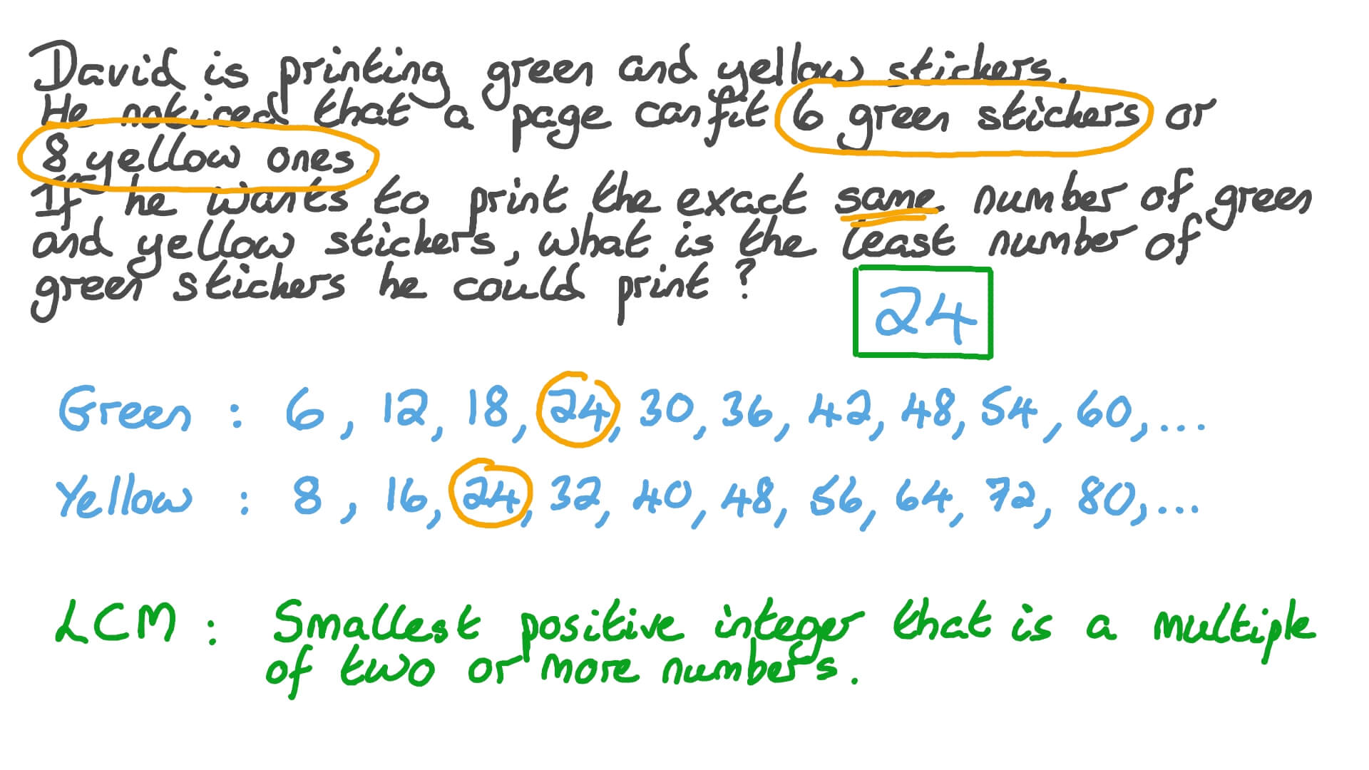 Question Video Solving Word Problems By Finding The Lowest Common 