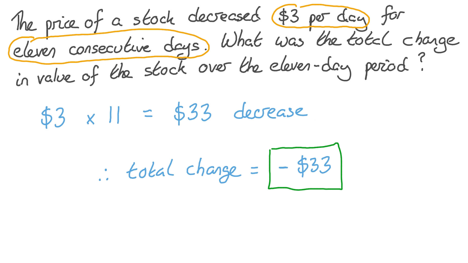 Question Video Multiplying Integers In Word Problems Nagwa