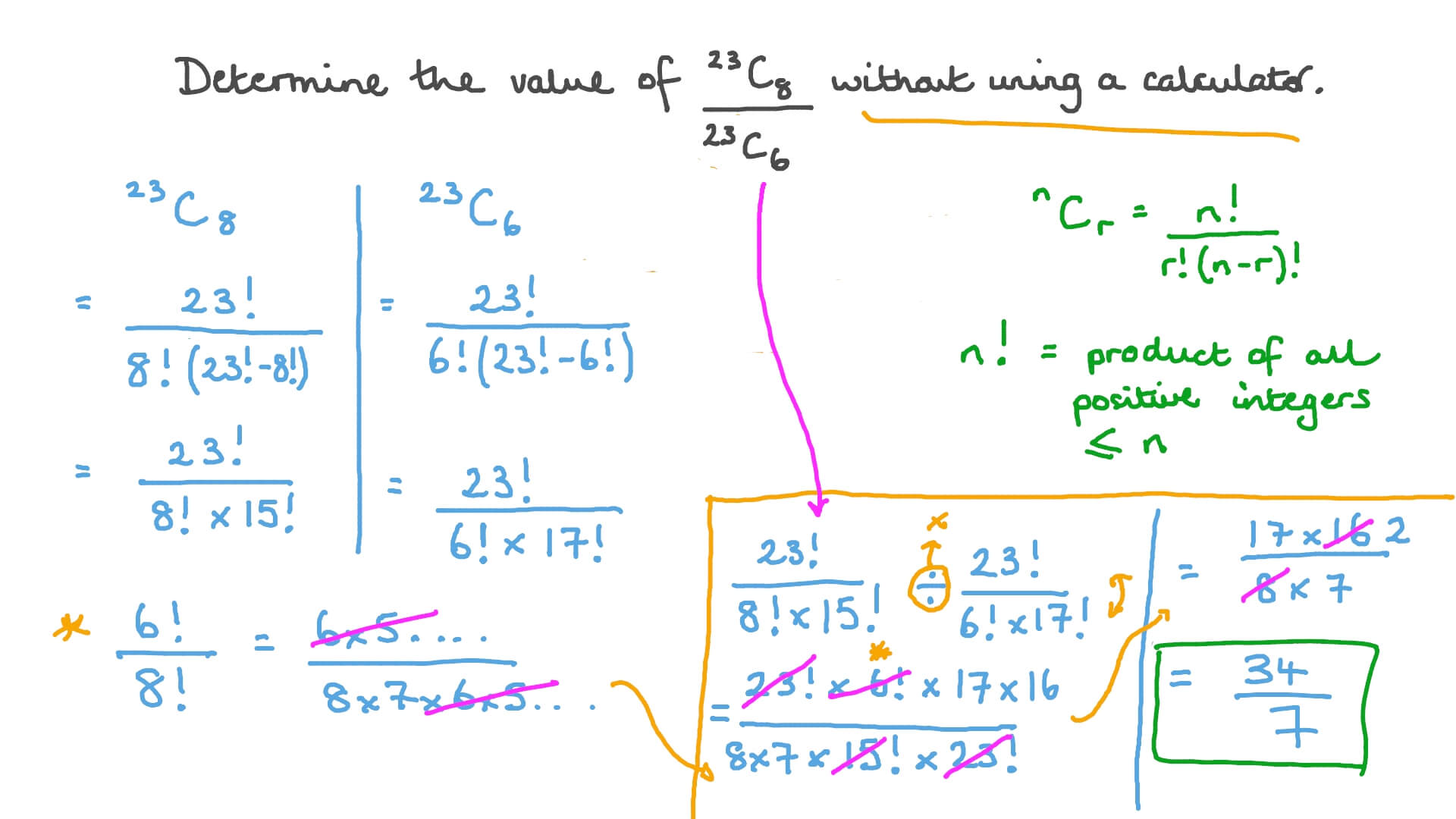 Question Video: Using the Properties of Combination to Find the Value of a Given Ratio | Nagwa