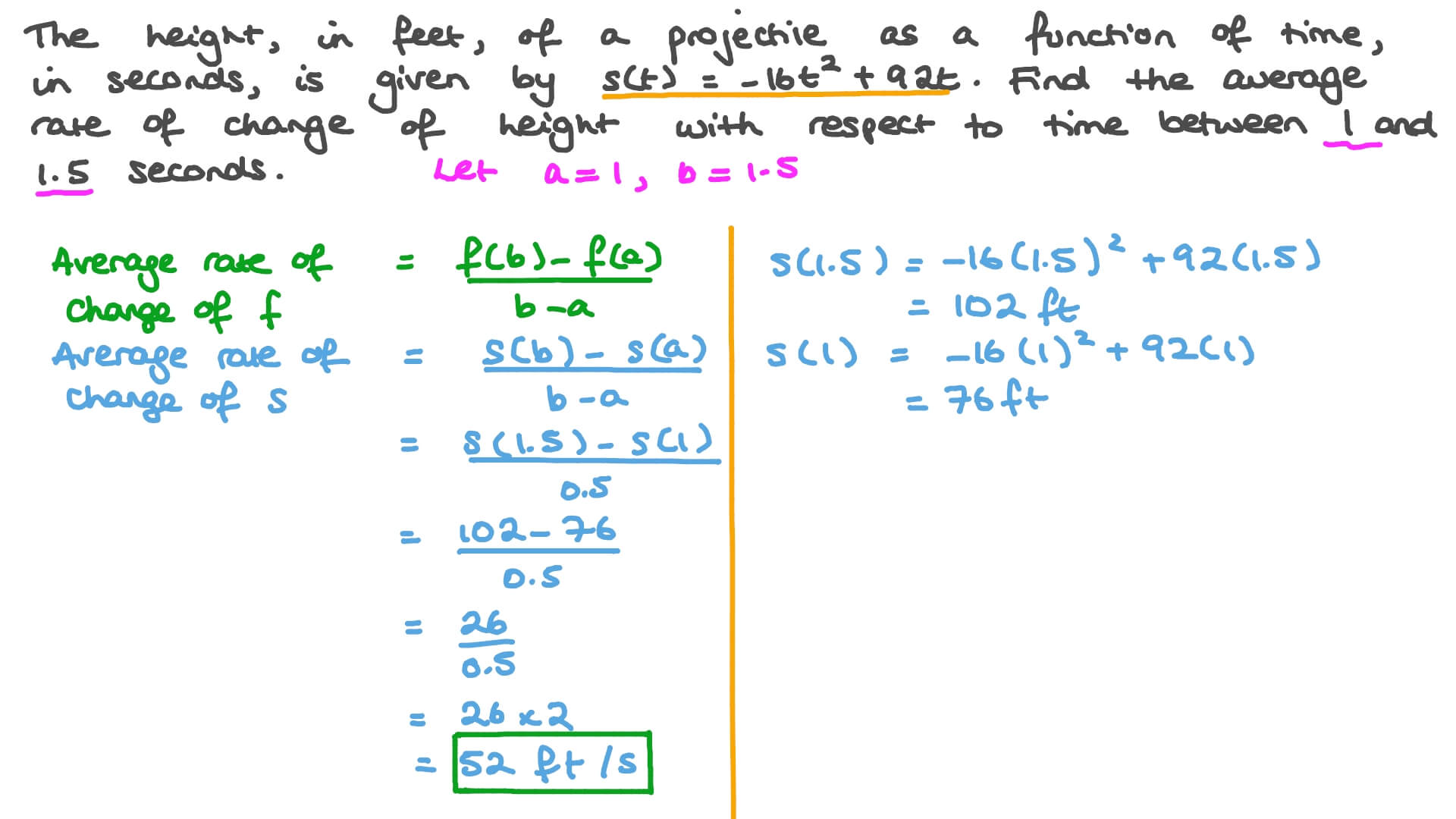 ion Video Finding The Average Rate Of Change Of A Height Function Nagwa