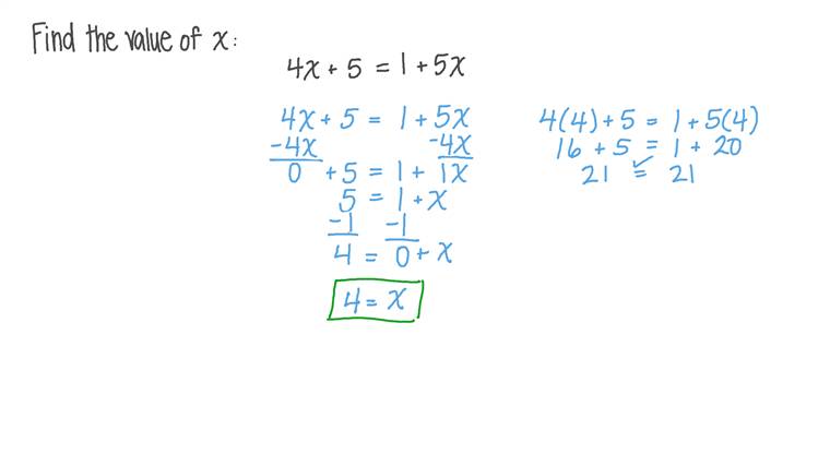 Lesson: Linear Equations with Variables on Both Sides | Nagwa