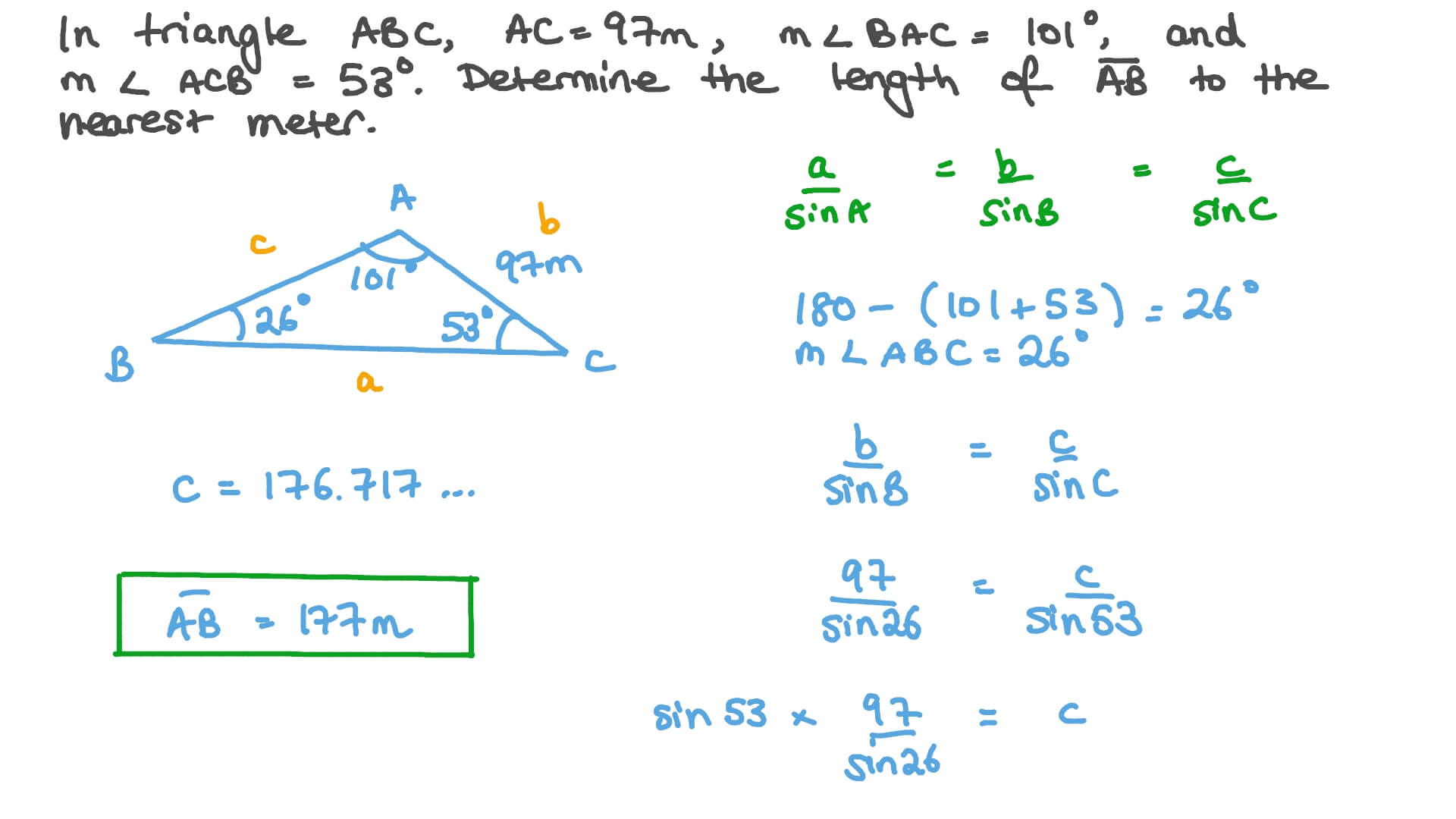 ion Video Using The Sine Rule To Calculate An Unknown Length In A