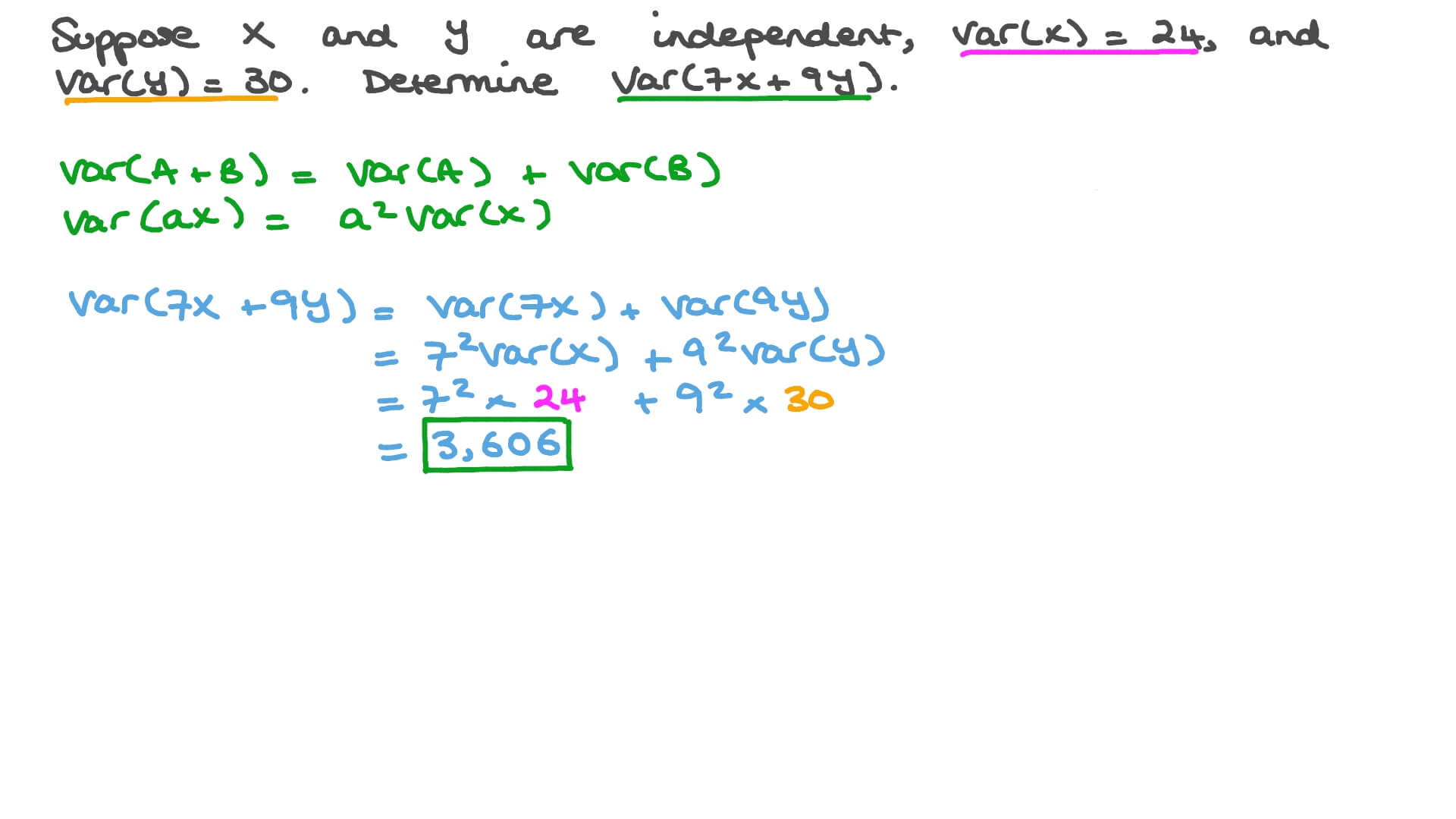 Question Video Determining The Variance For The Sum Of Two Independent