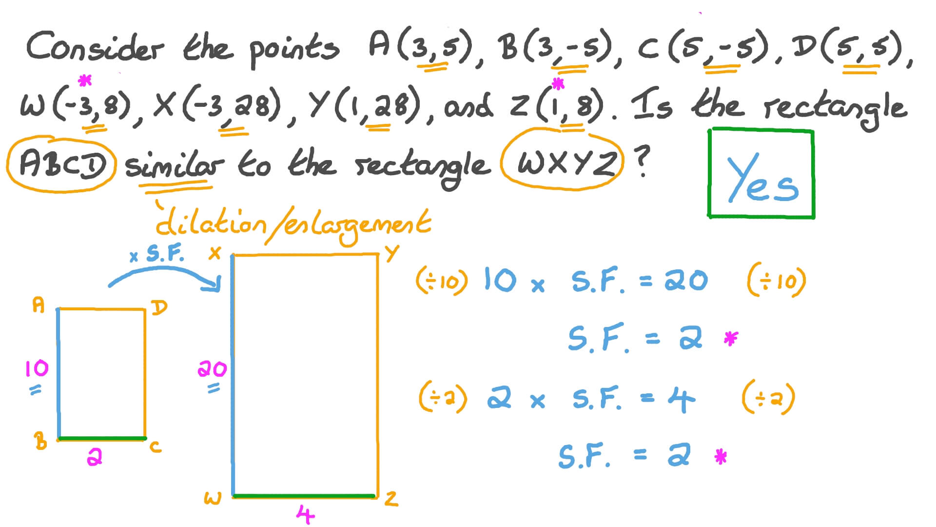 Question Video: Identifying the Similarity between Two Rectangles given ...
