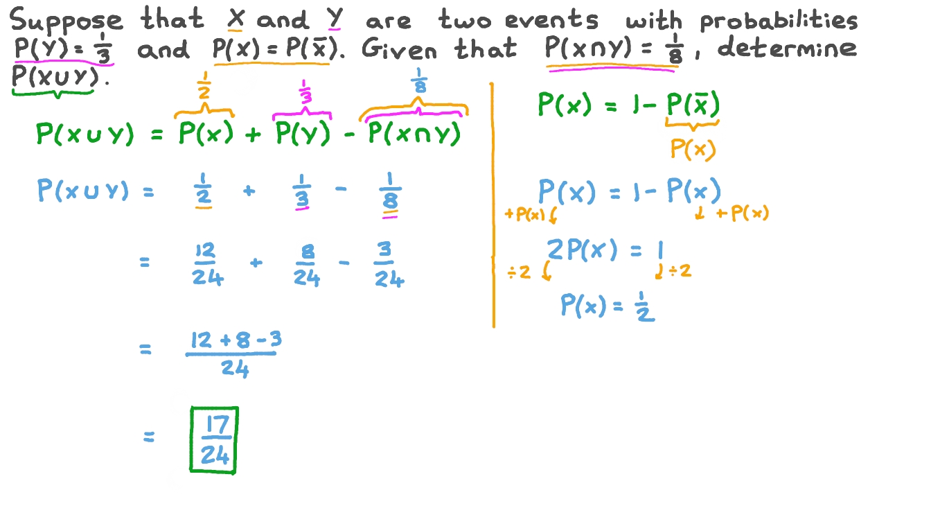 Question Video Using The Addition Rule To Determine The Probability Of 
