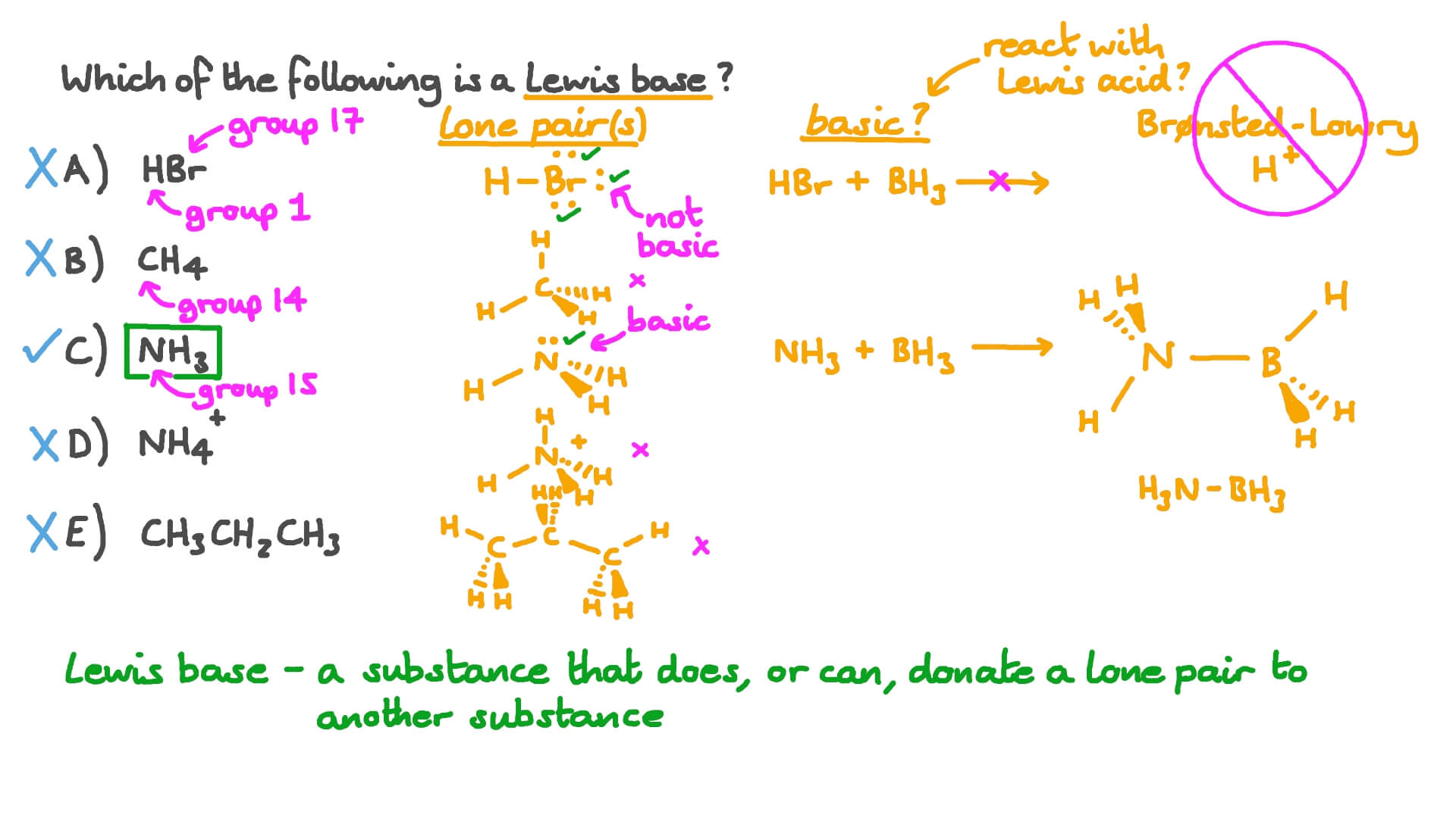 Video: Identifying the Lewis Base from a Set of Compounds | Nagwa
