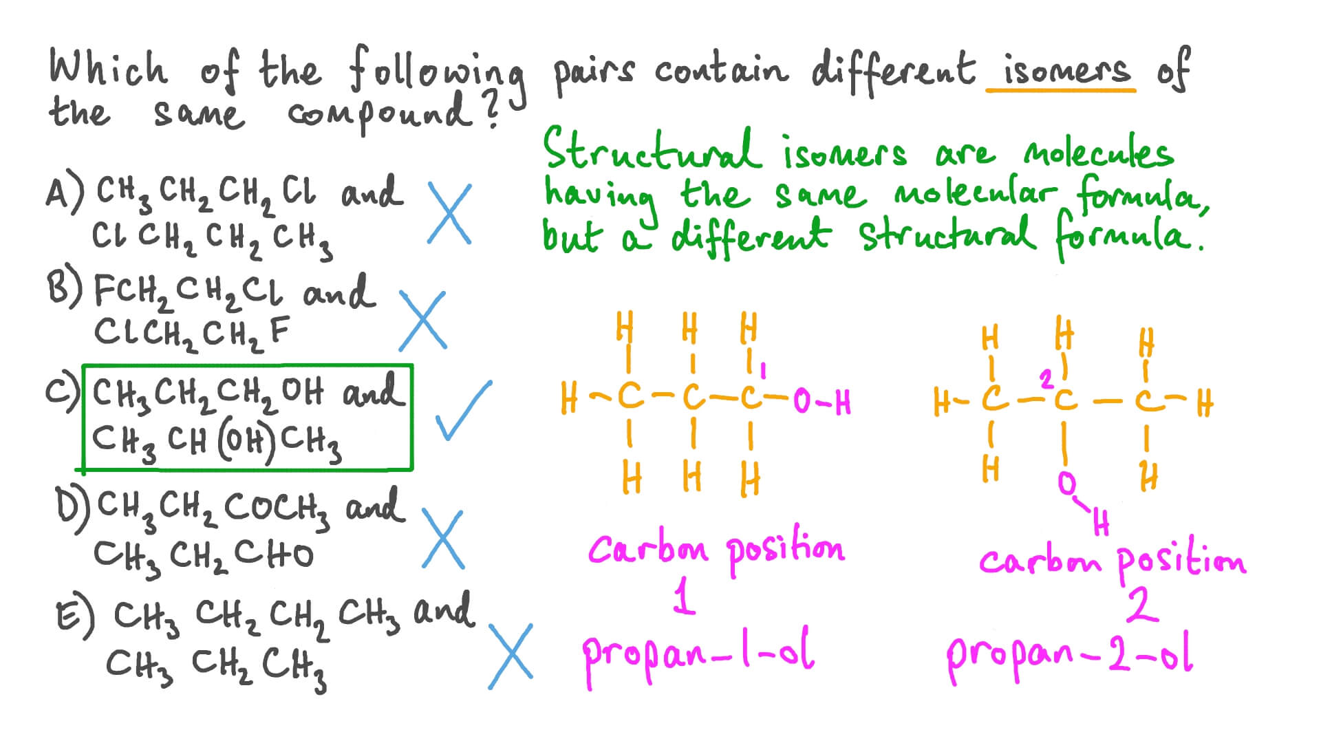 Video: Identifying a Pair of Isomers from a Set of Pairs | Nagwa