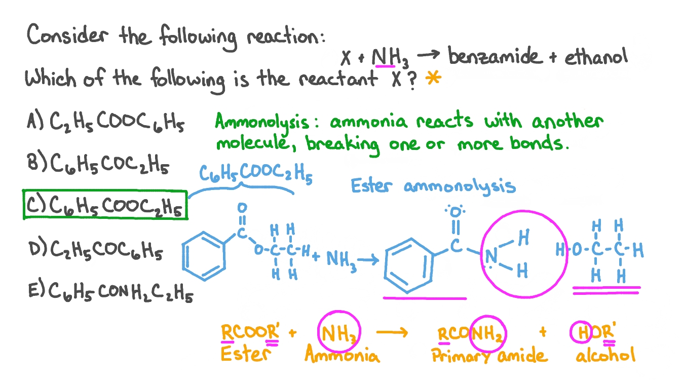 Question Video: Identifying the Reactant of an Ammonolysis Reaction ...