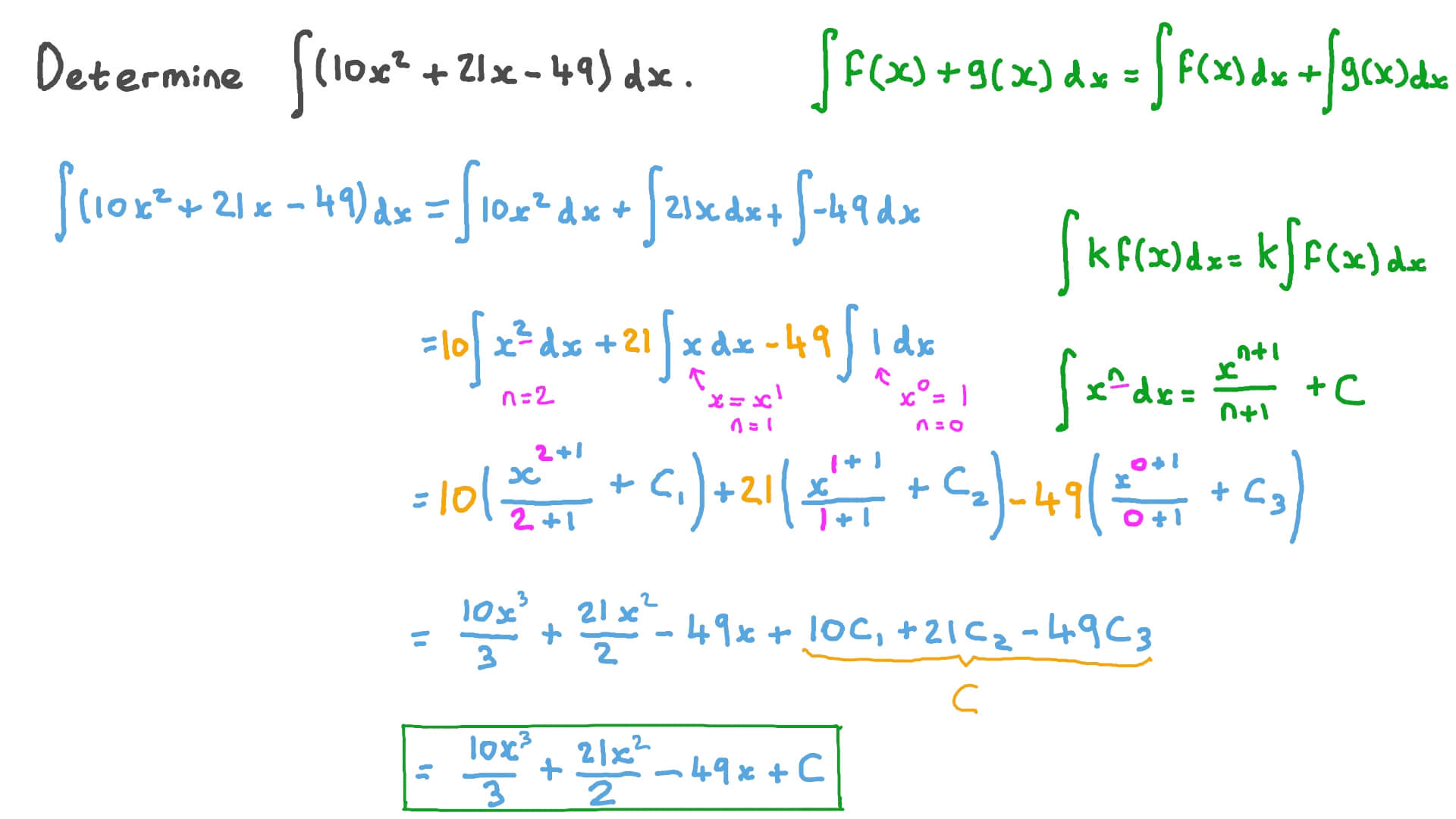 Question Video Integrating Polynomials Using The Power Rule Nagwa