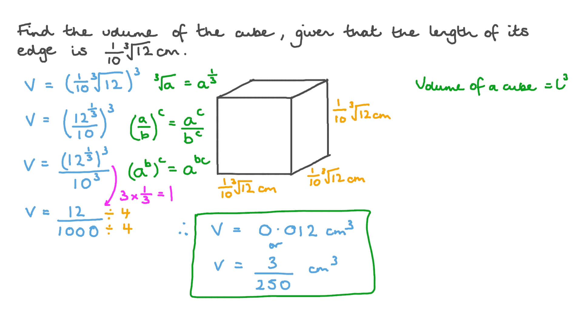 ion Video Finding The Volume Of A Cube Given Its Edge Length Nagwa