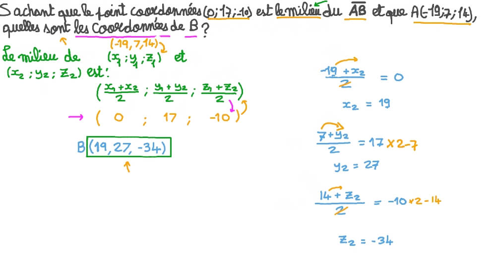 Question Video: Déterminer les coordonnées d’un point d’un segment ...