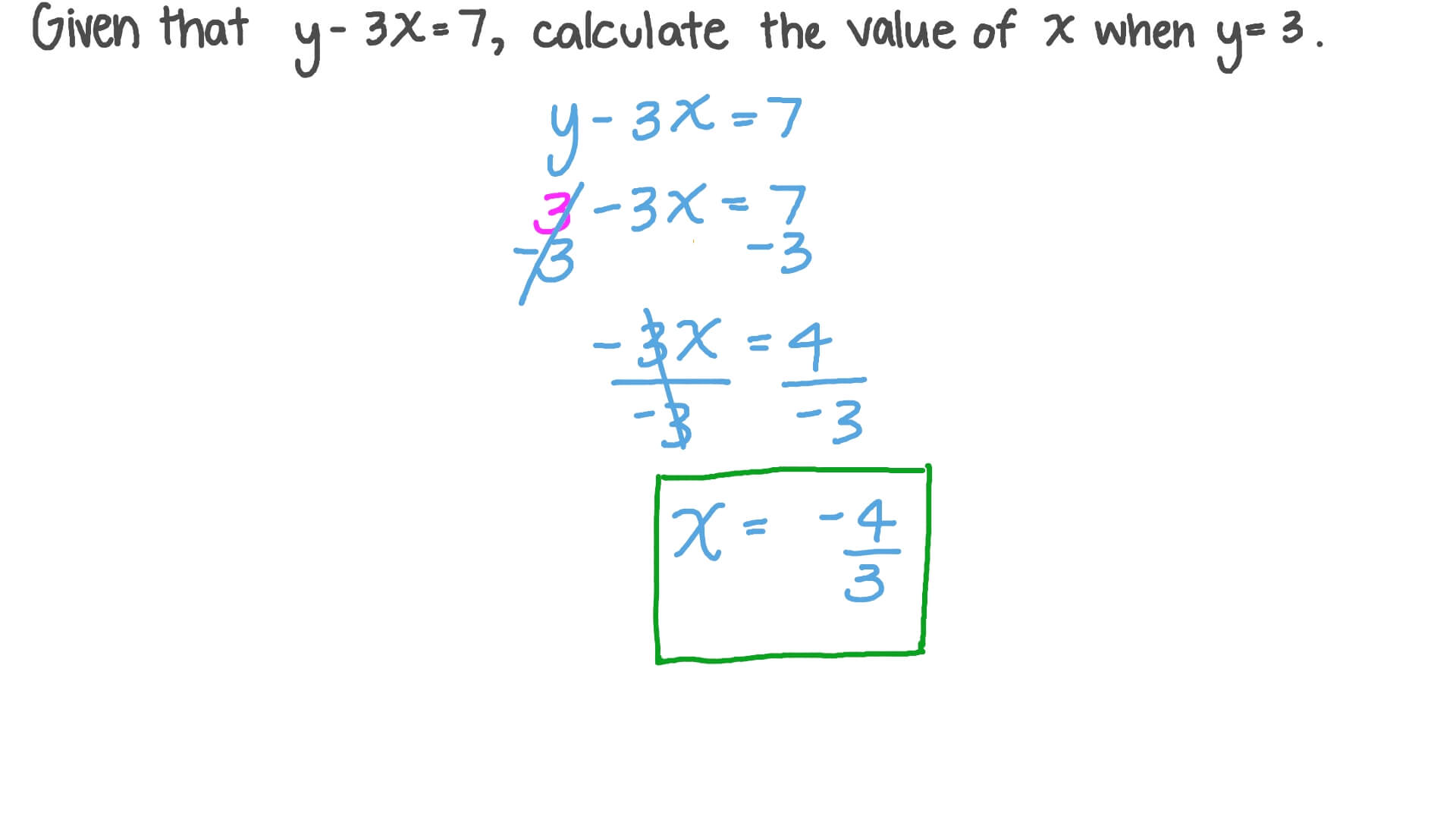 Question Video Evaluating Linear Equations Nagwa
