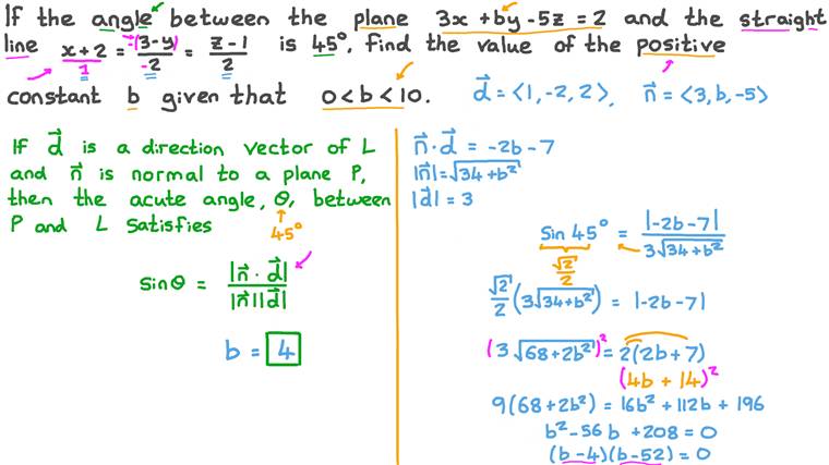 Lesson: The Angle between Two Planes and between a Plane and a Straight ...