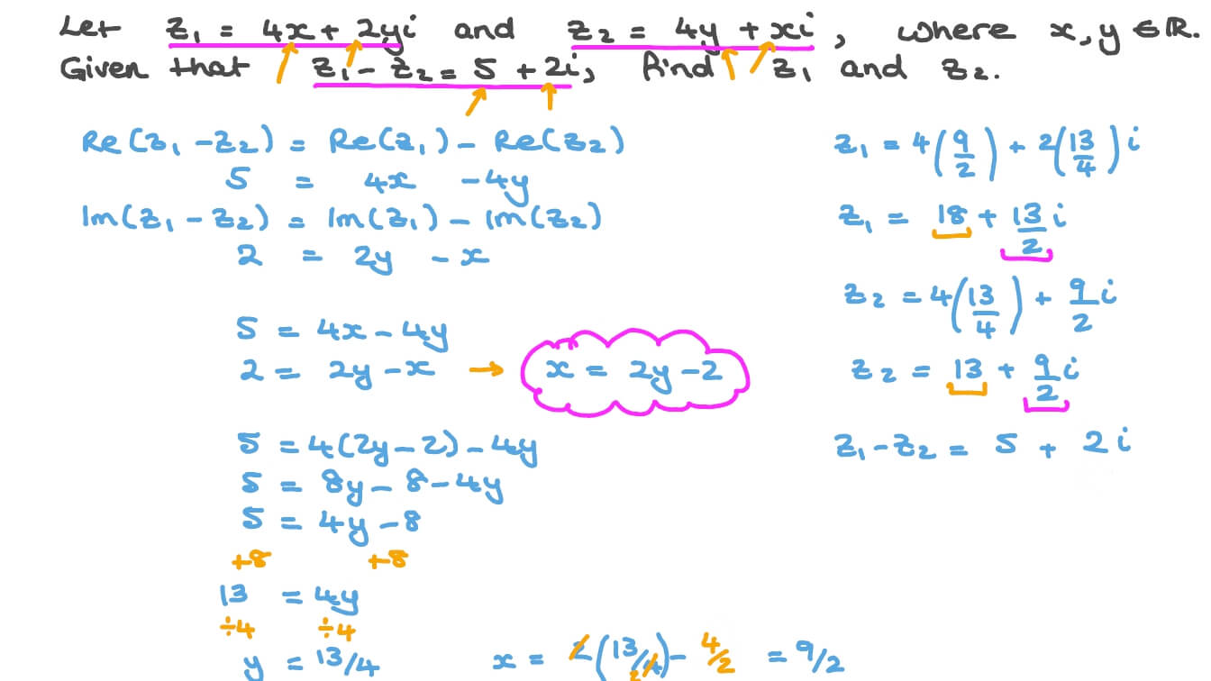 Question Video Solving Equations Involving Complex Numbers Nagwa