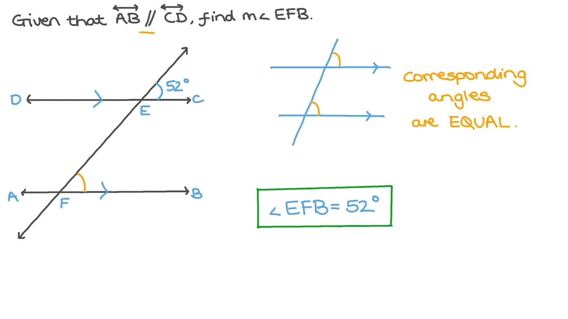 Question Video Finding The Measures Of Corresponding Angles Nagwa