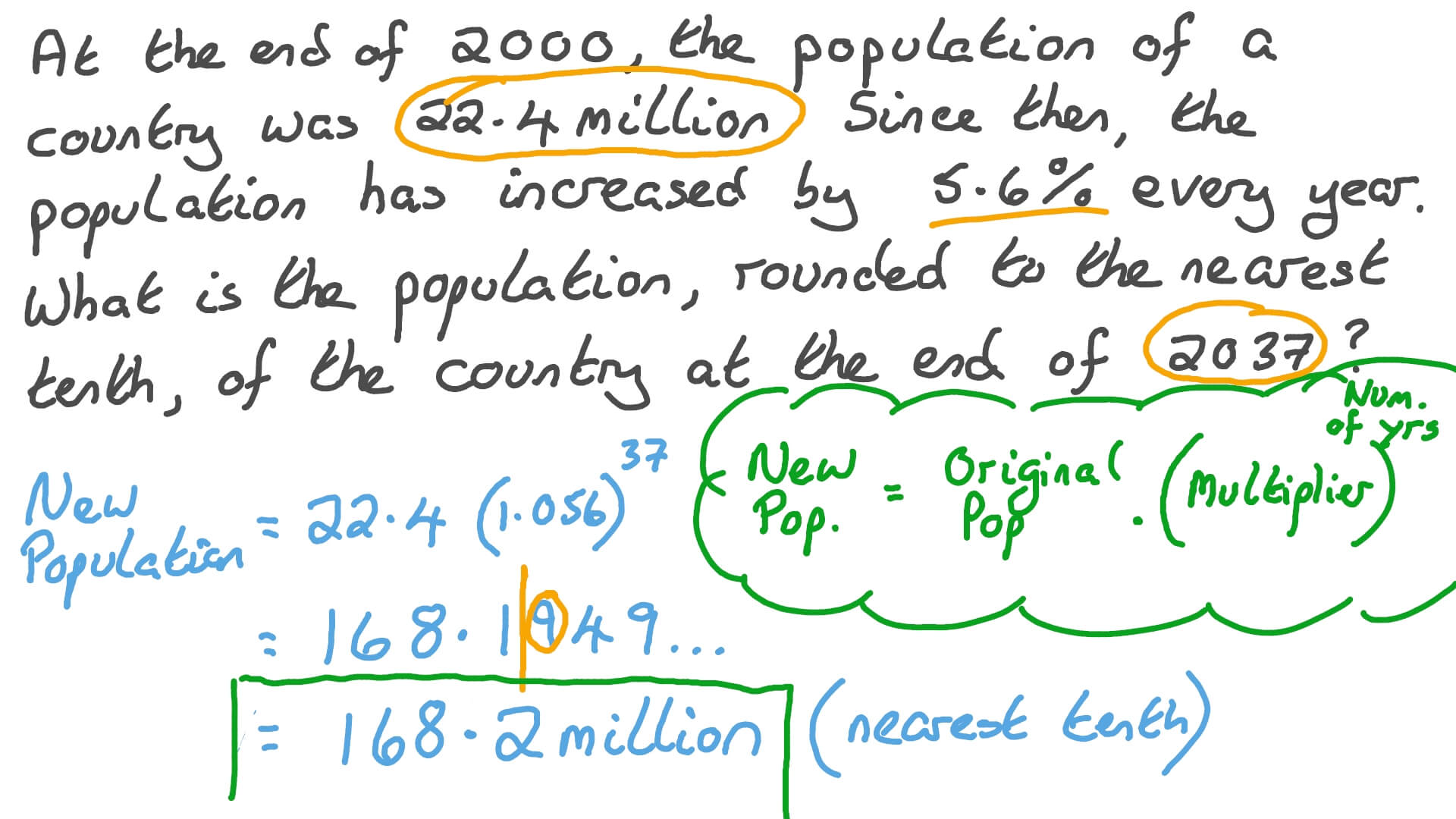 Question Video: Forming and Evaluating Exponential Functions Involving Exponential Growth | Nagwa