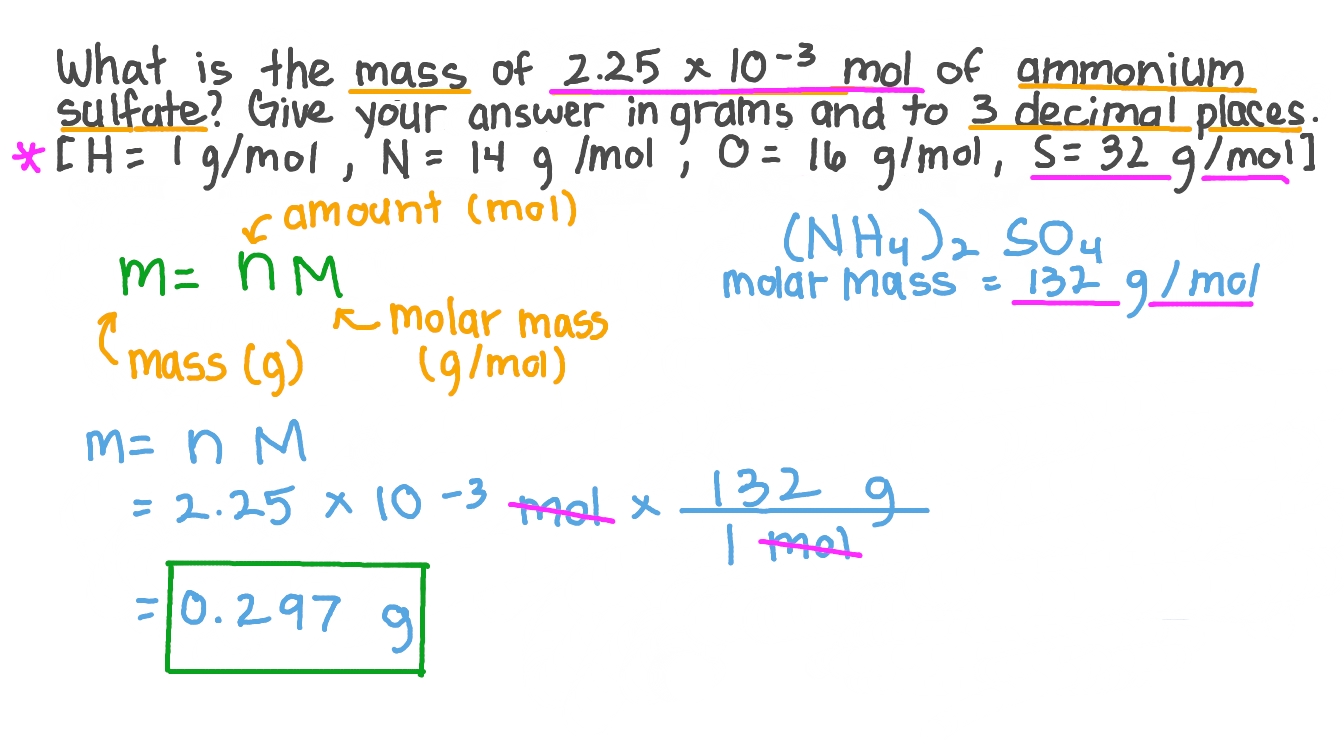Question Video Calculating The Mass Of Ammonium Sulfate Given The