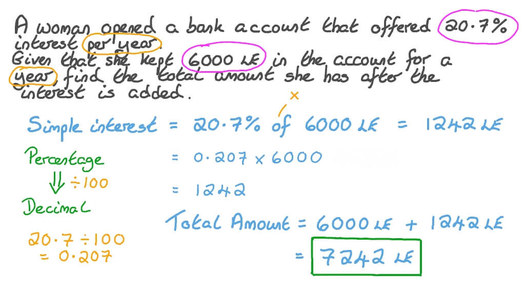Question Video: Solving Word Problems Involving Percentages and Simple ...