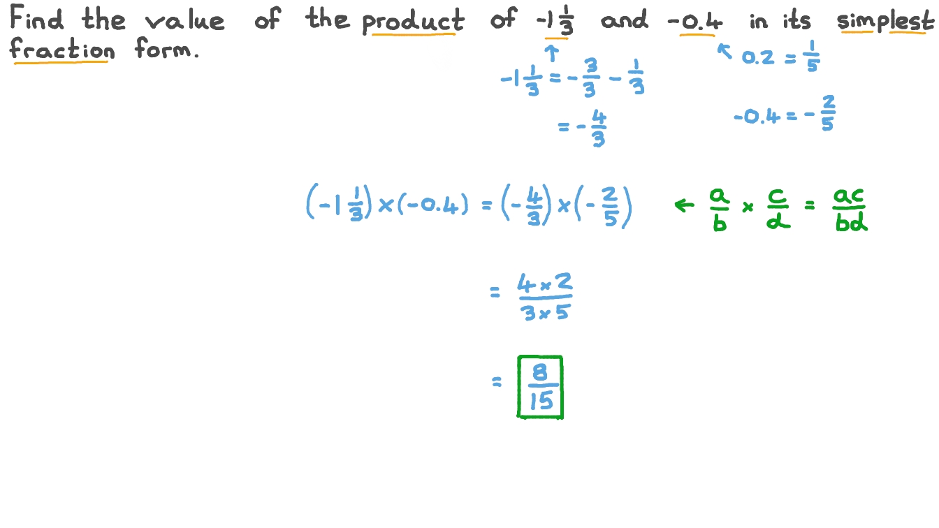 Question Video: Evaluating the Product of Rational Numbers Given in ...