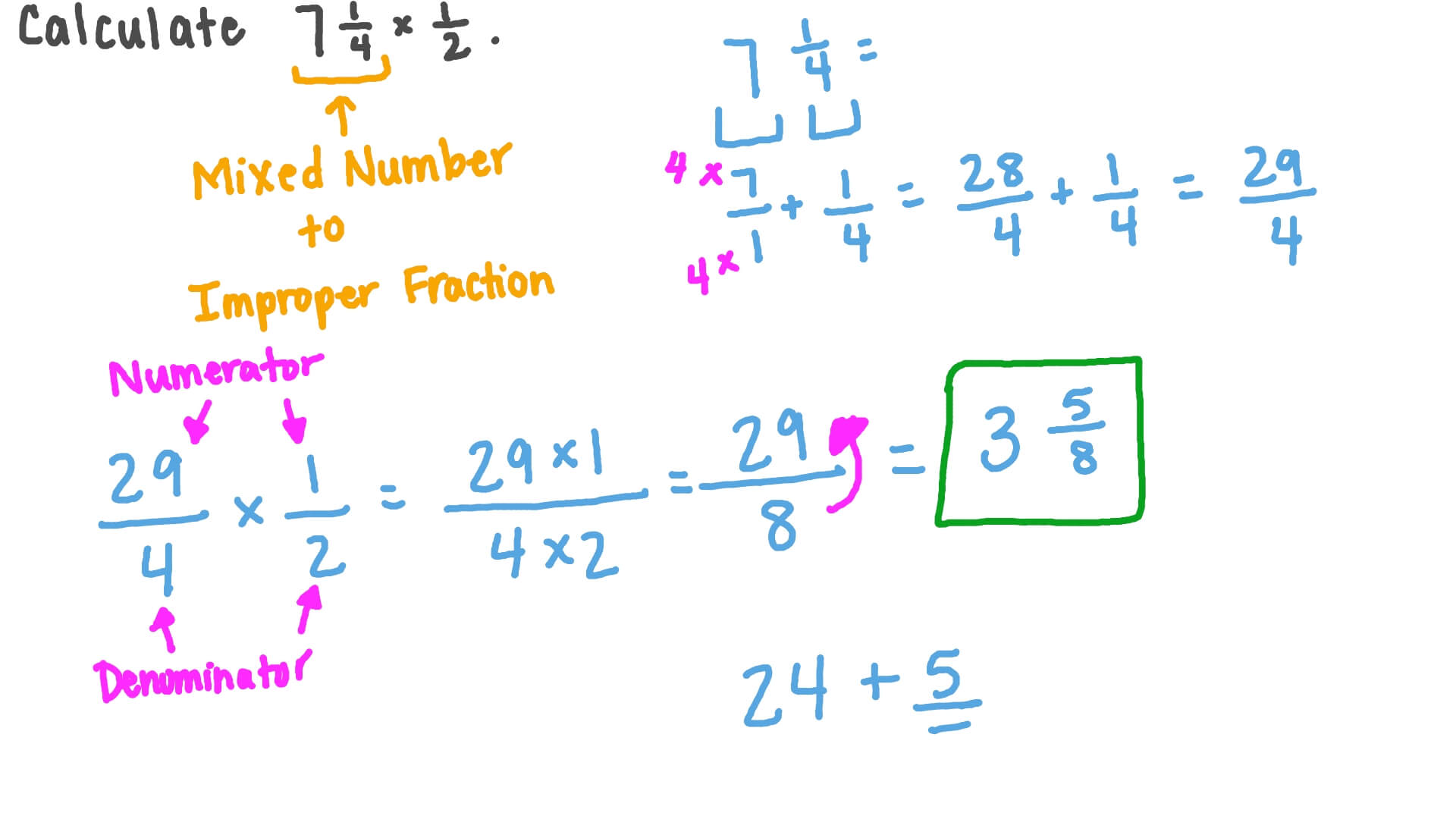 Question Video Multiplying Mixed Numbers By Proper Fractions Nagwa