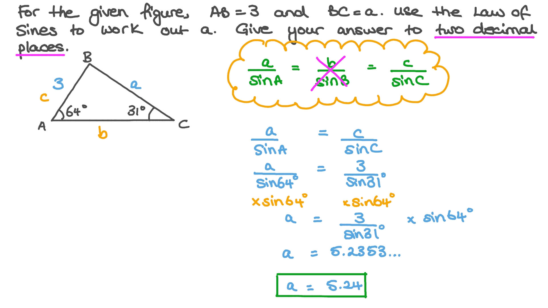 ion Video Using The Law Of Sines To Calculate An Unknown Length 