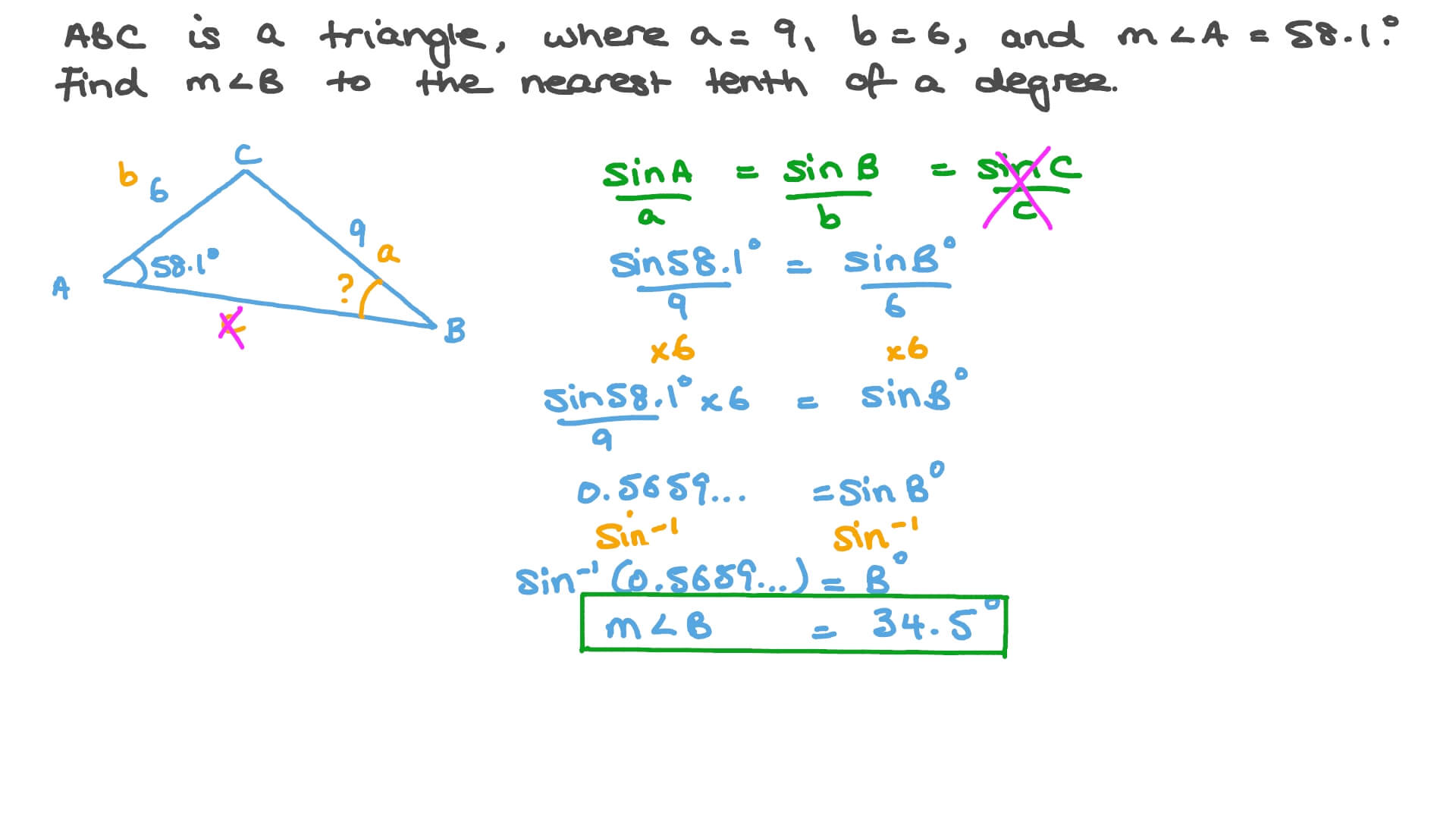 ion Video Using The Law Of Sines To Calculate An Unknown Angle In 