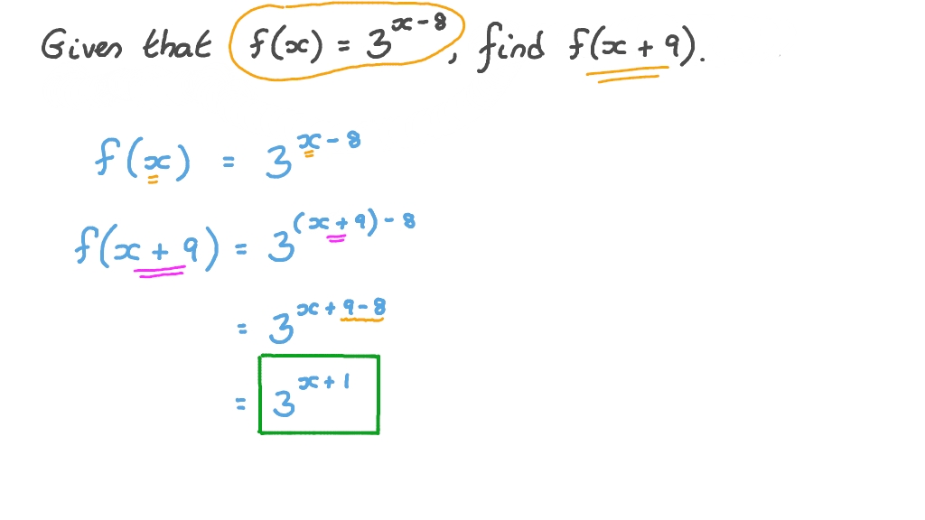 Question Video: Evaluating Exponential Functions with Algebraic Expressions | Nagwa