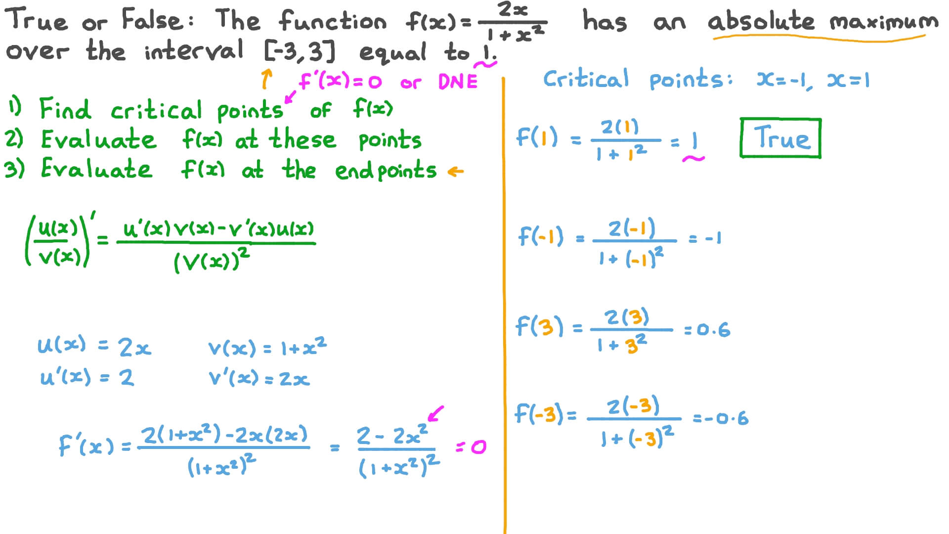 Question Video Determing The Value Of The Absolute Maximum Of A 