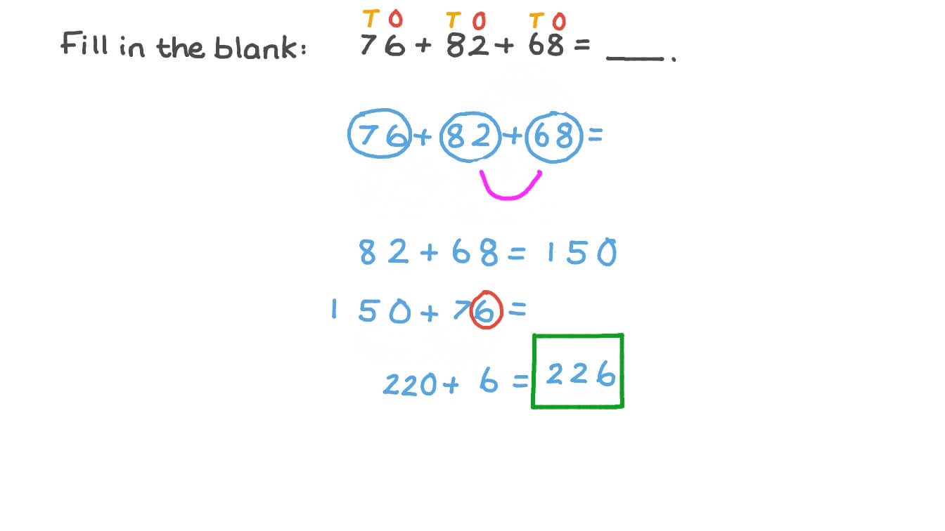 Question Video: Adding Three Two-Digit Numbers | Nagwa