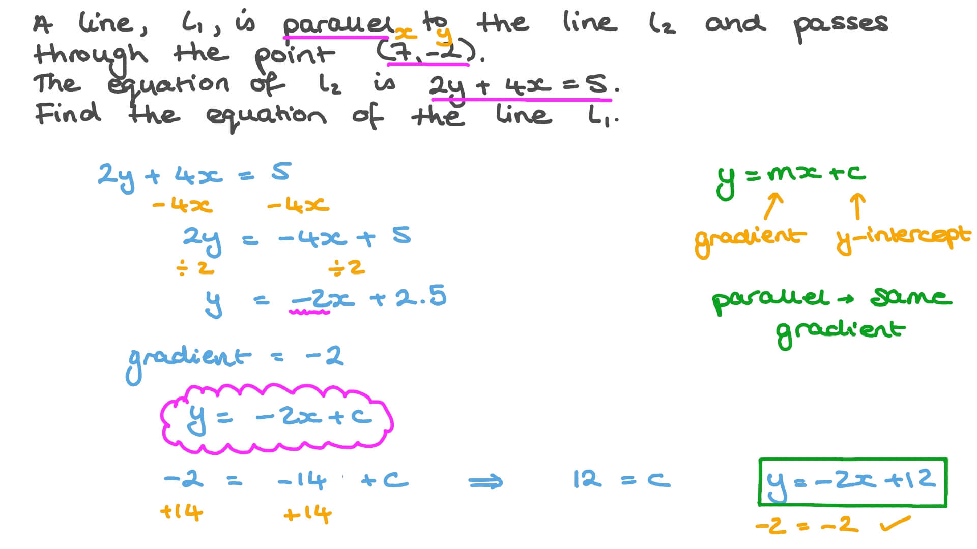 Video: Finding the Equation of a Straight Line Given a Point on the ...
