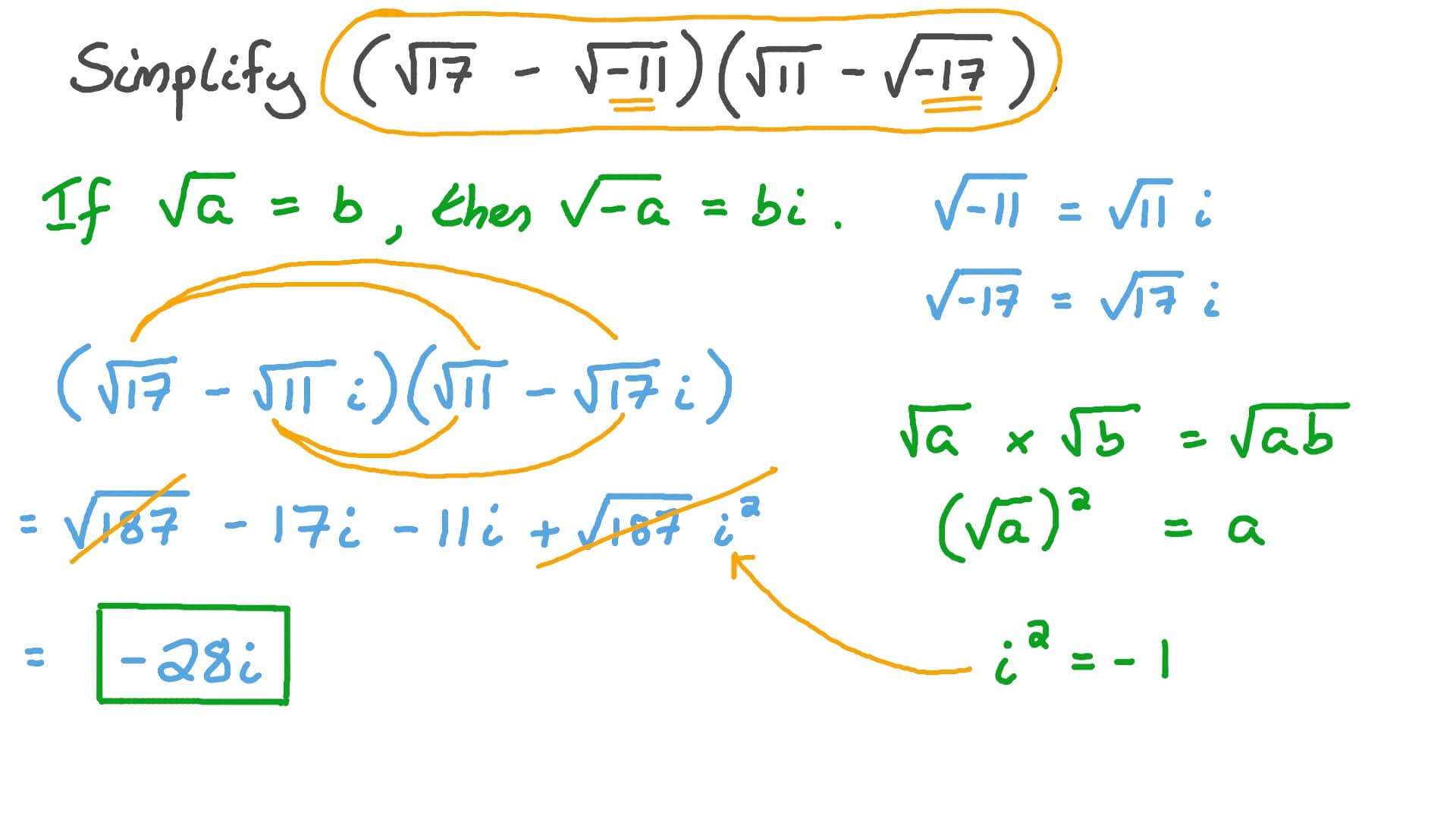 Question Video Multiplying Complex Numbers Nagwa