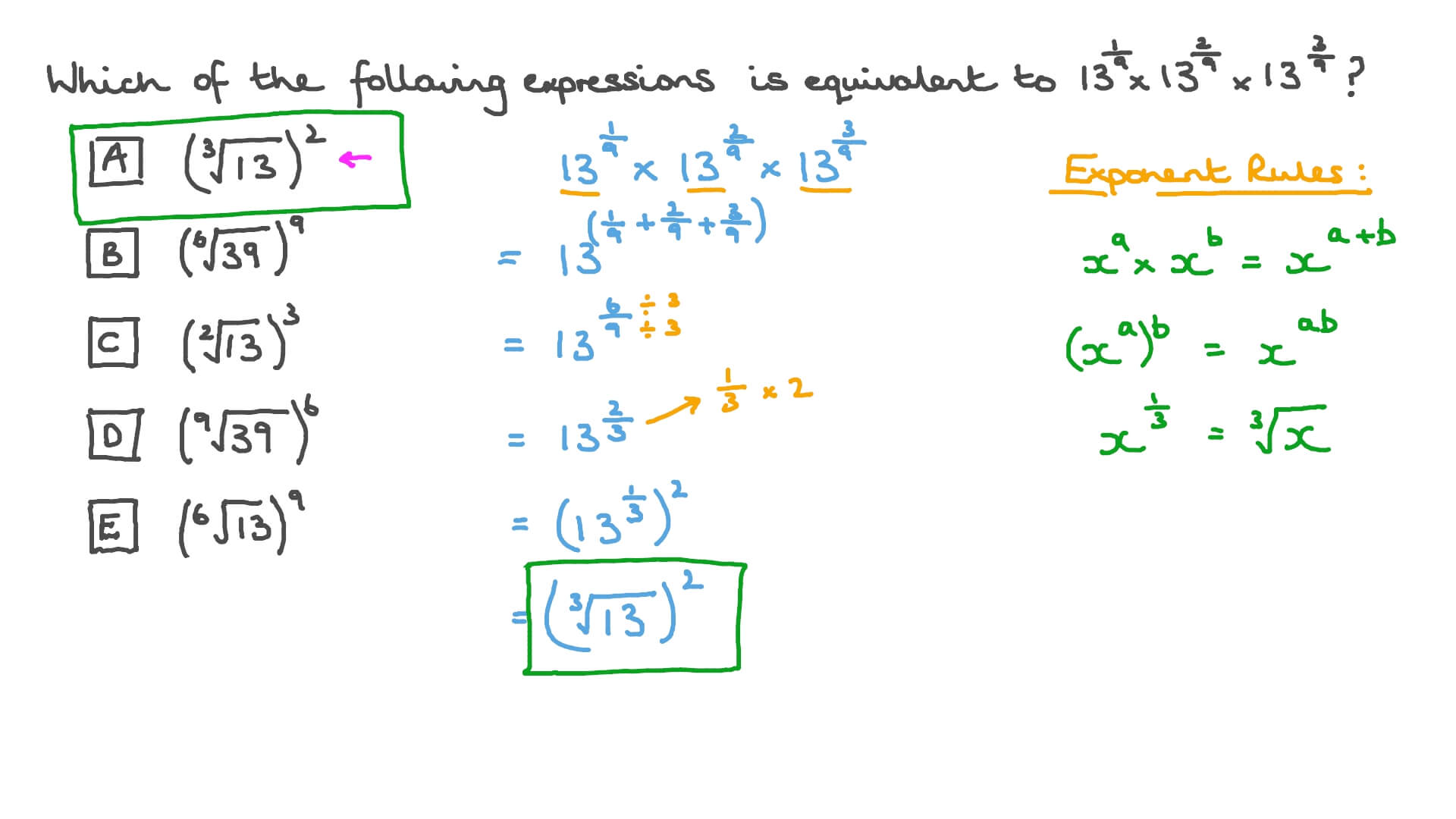 Question Video Multiplying Three Numbers With Rational Exponents And 