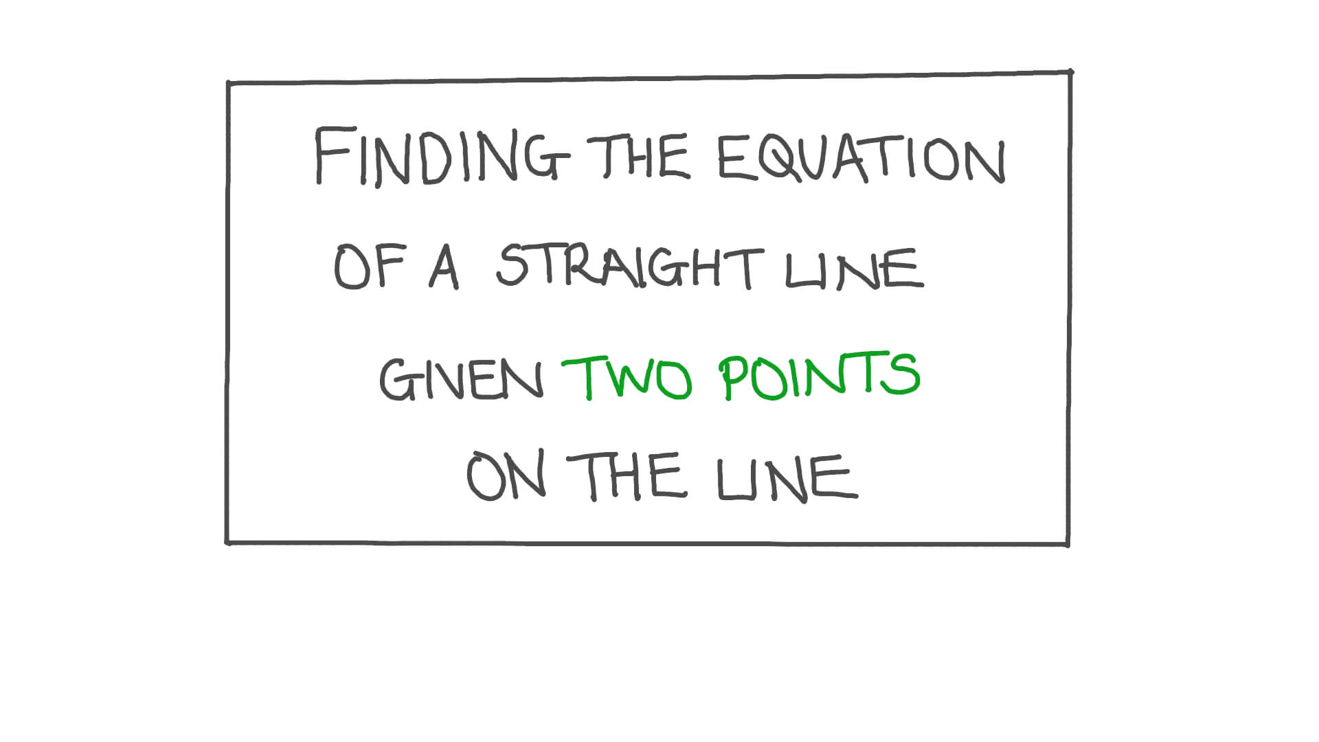 Video: Finding the Equation of a Straight Line given Two Points on it ...