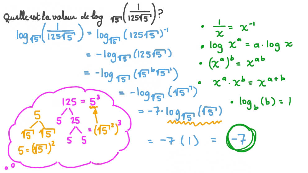 Vid o De Question Calculer Des Logarithmes Nagwa