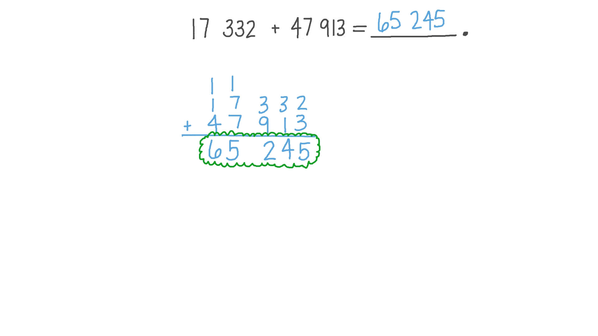 Question Video: Adding Two Whole Numbers | Nagwa