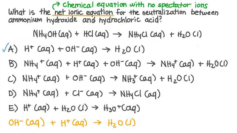 Net Ionic Equation For Ammonium Chloride And Water