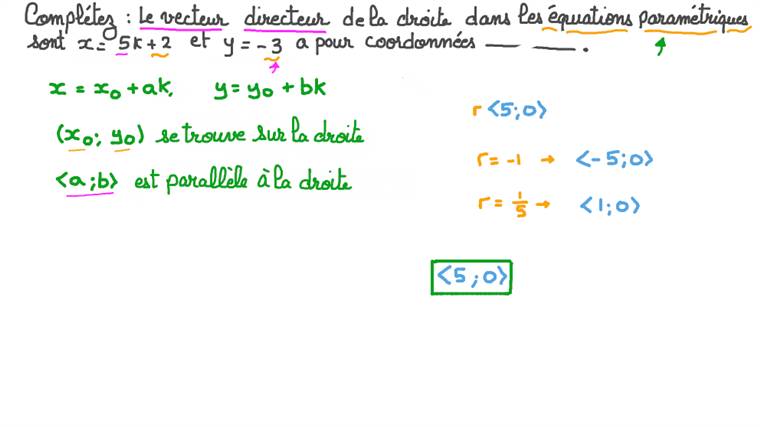 Leçon : Équation d’une droite : représentation paramétrique | Nagwa