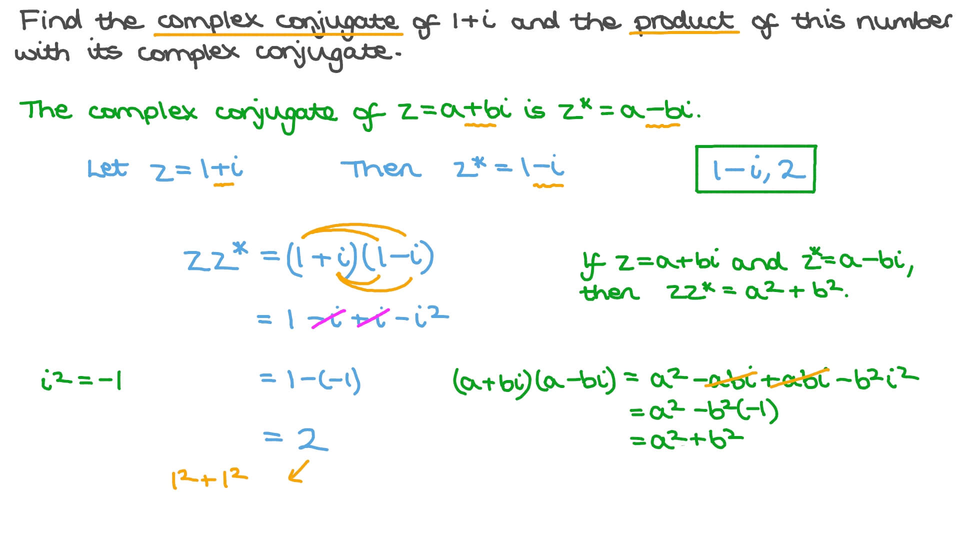 Question Video Finding The Product Of A Complex Number And Its