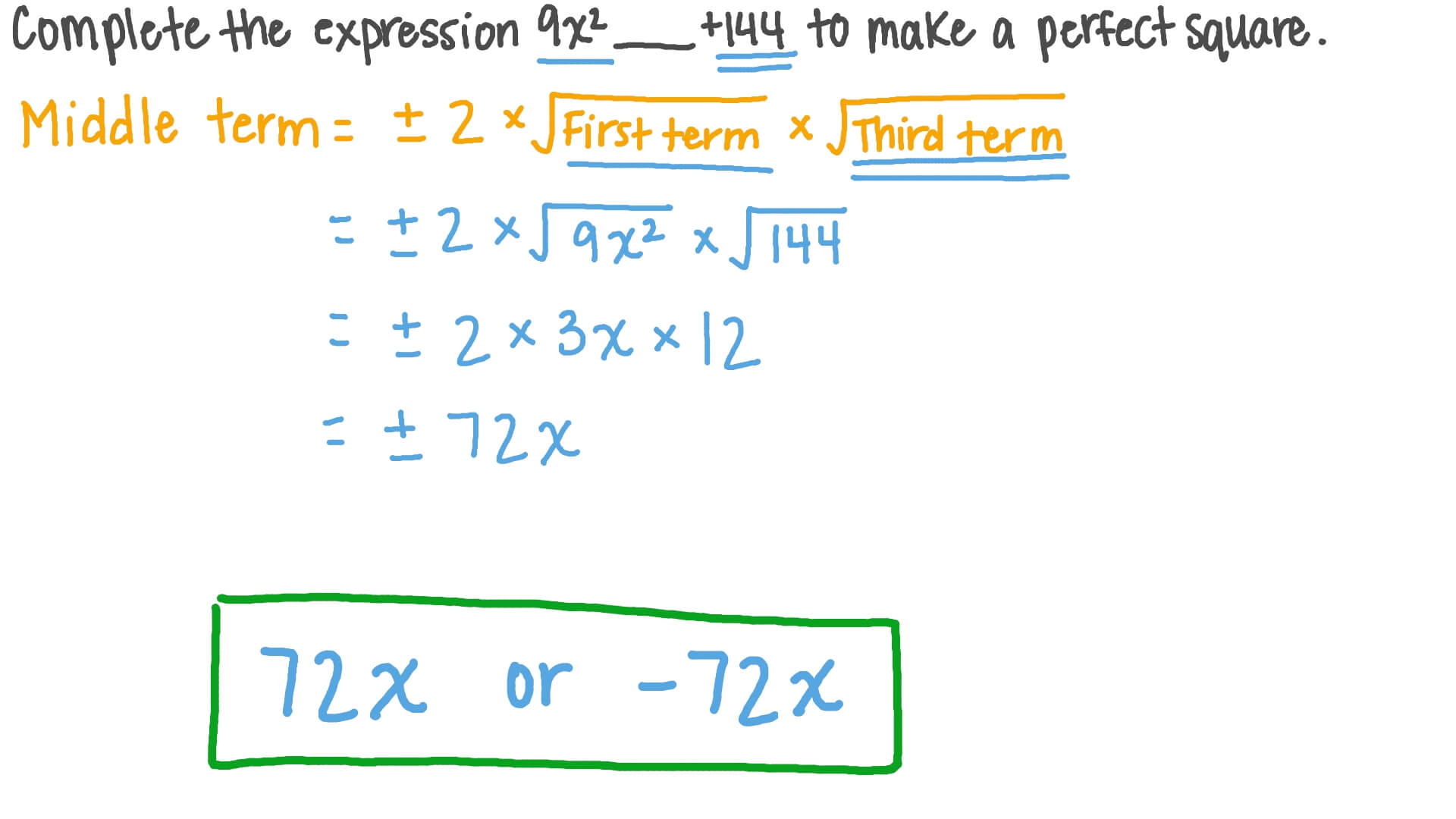ion Video Completing Algebraic Expressions To Make A Perfect 