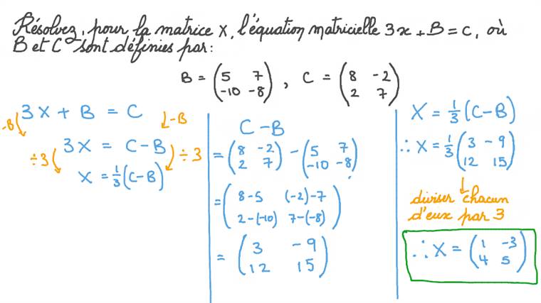 Leçon: Opérations sur les matrices | Nagwa