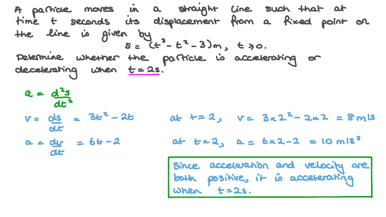 Question Video: Determining Whether a Particle Is Accelerating or Decelerating Based on a ...