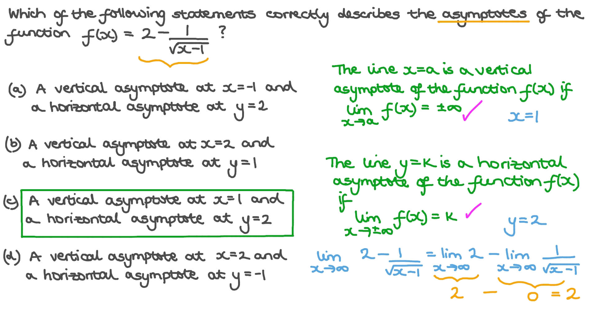 Video: Finding the Equations of the Horizontal and Vertical Asymptotes ...