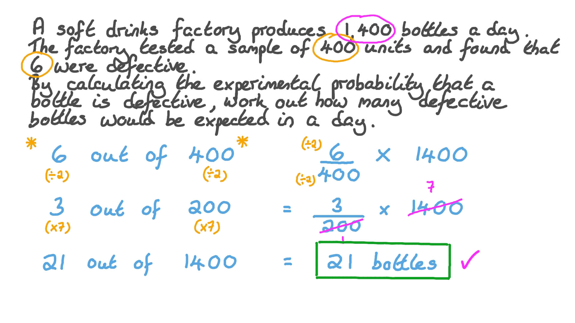 Question Video Using Experimental Probability To Solve Word Problems
