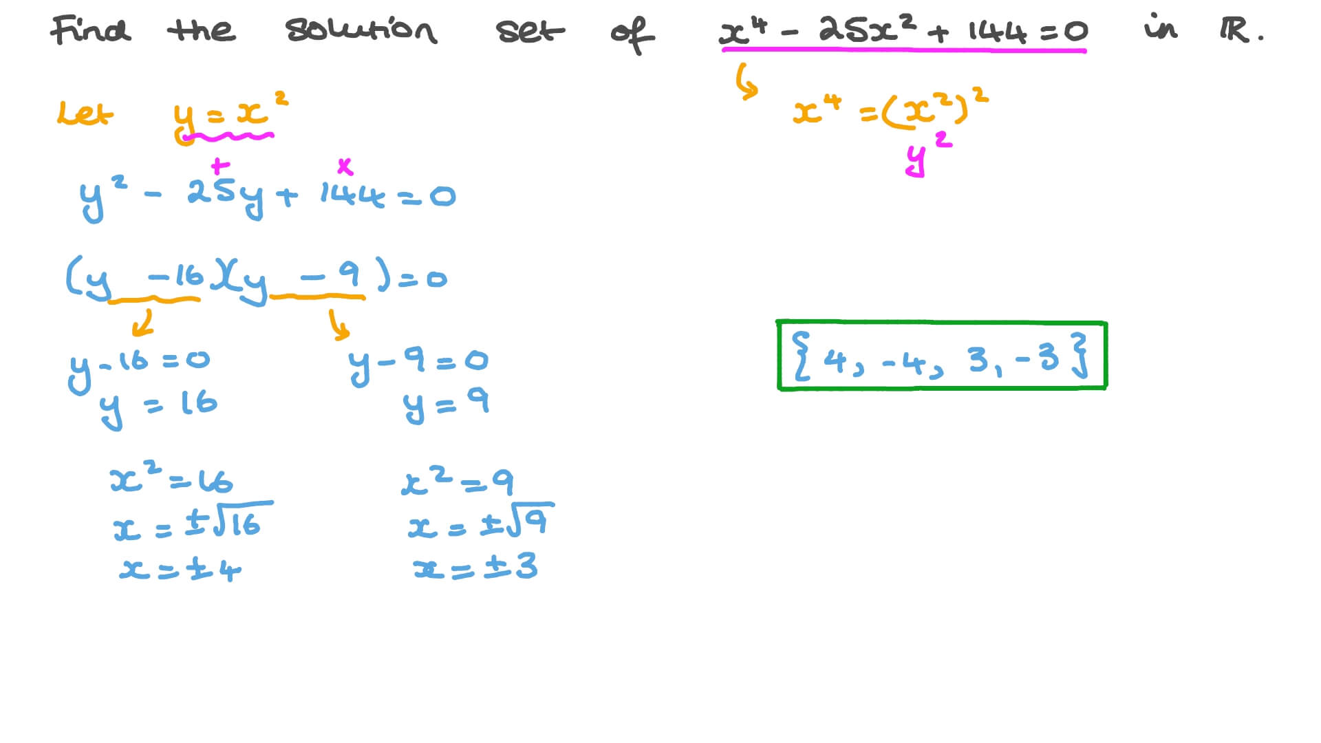 Question Video Solving Quadratic Equations By Factorisation Nagwa
